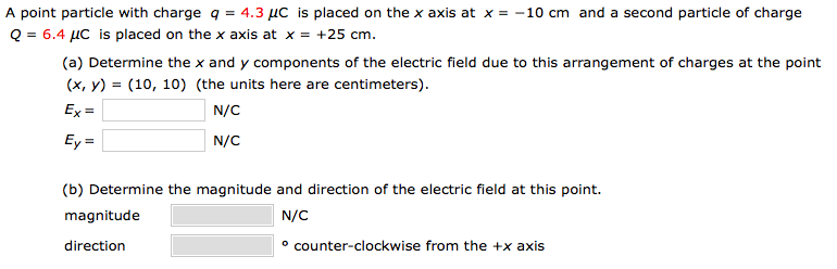 Solved A point particle with charge q = 4.3 muC is placed on | Chegg.com