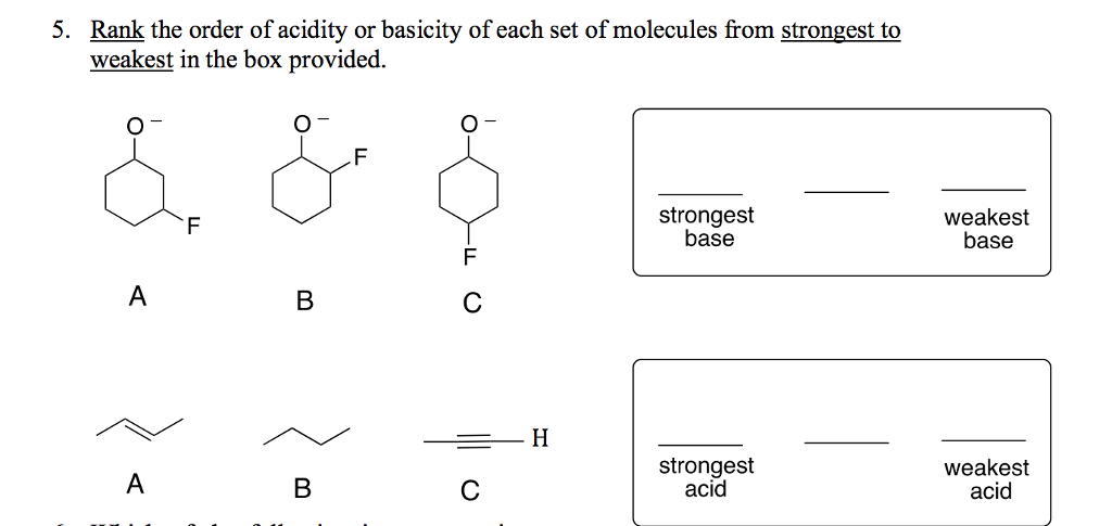 Solved Rank the order of acidity or basicity of each set of | Chegg.com