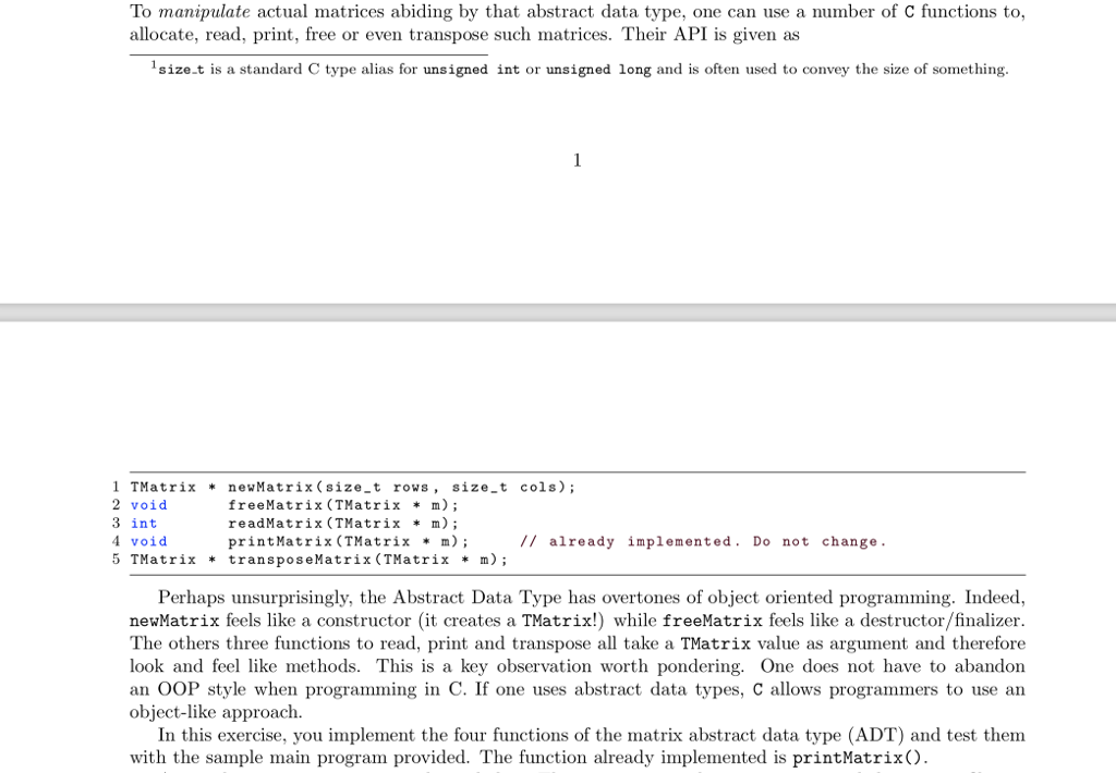 Solved Exercise 1. Matrix Transposition (50 points) Matrices | Chegg.com