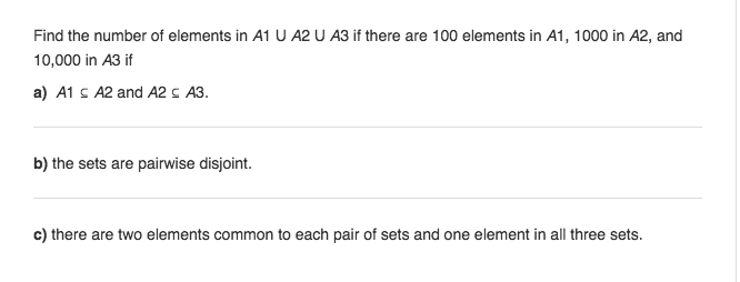 Solved Find the number of elements in A1 U A2 UA3 if there | Chegg.com