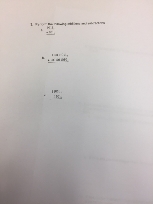 Solved Perform the following additions and subtractions a. | Chegg.com