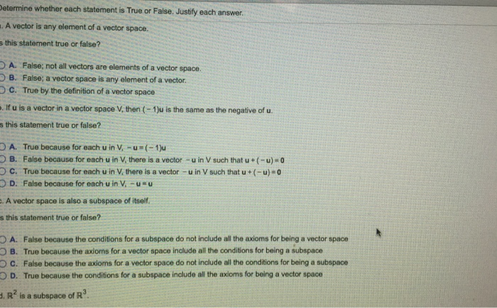 Solved Determine whether each statement is True or False. | Chegg.com