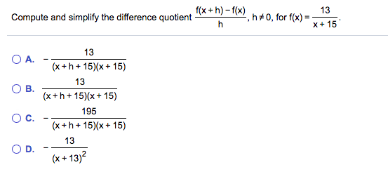 Solved Compute and simplify the difference quotient f(x + h) | Chegg.com