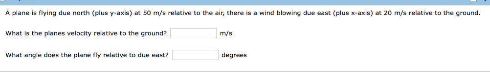 Solved A plane is flying due north (plus y-axis) at 50 m/s | Chegg.com