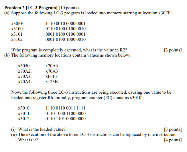 Solved Problem 2 [LC-3 Programl (10 points) (a) Suppose the | Chegg.com