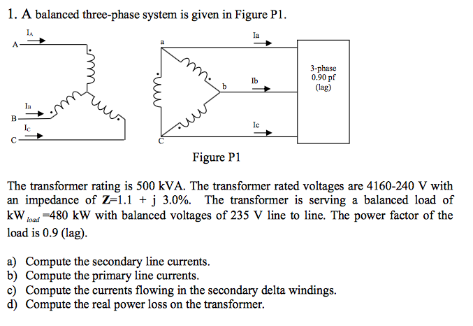 Solved A balanced three-phase system is given in Figure P1. | Chegg.com