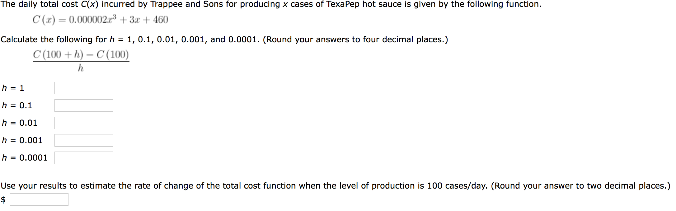 Solved The daily total cost C(x) incurred by Trappee and | Chegg.com Solved The daily total cost C(x) incurred by Trappee and | Chegg.com