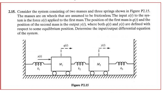 Solved 2.15. Consider the system consisting of two masses | Chegg.com