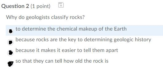 Solved Question 2 1 Point Why Do Geologists Classify Chegg
