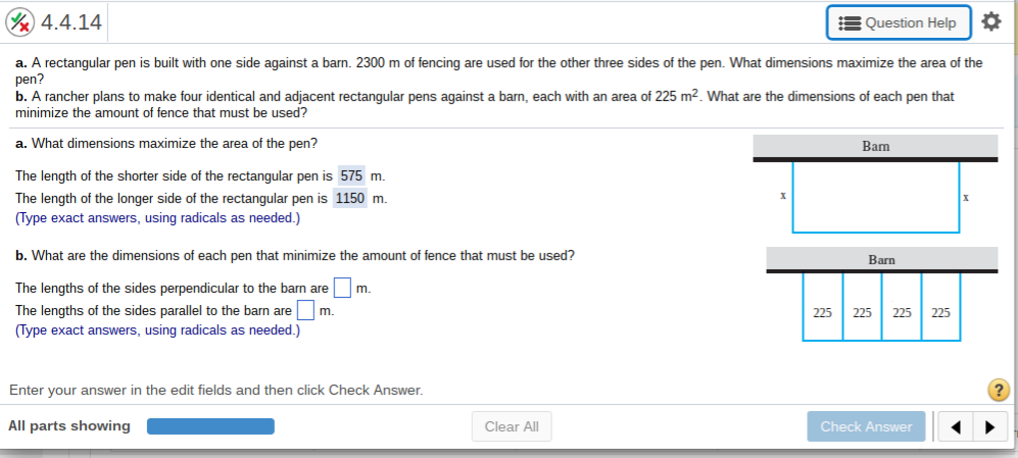 Solved A rectangular pen is built with one side against a | Chegg.com