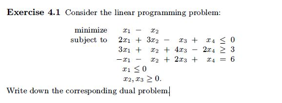 Solved Exercise 4.1 Consider the linear programming | Chegg.com