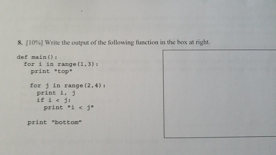 Solved 8. [1096] Write the output of the following function | Chegg.com