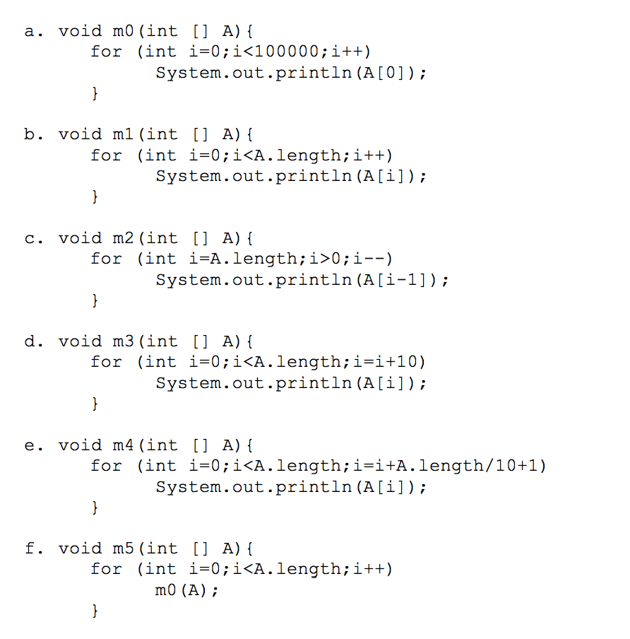 Solved What are the big-O running times of the following | Chegg.com