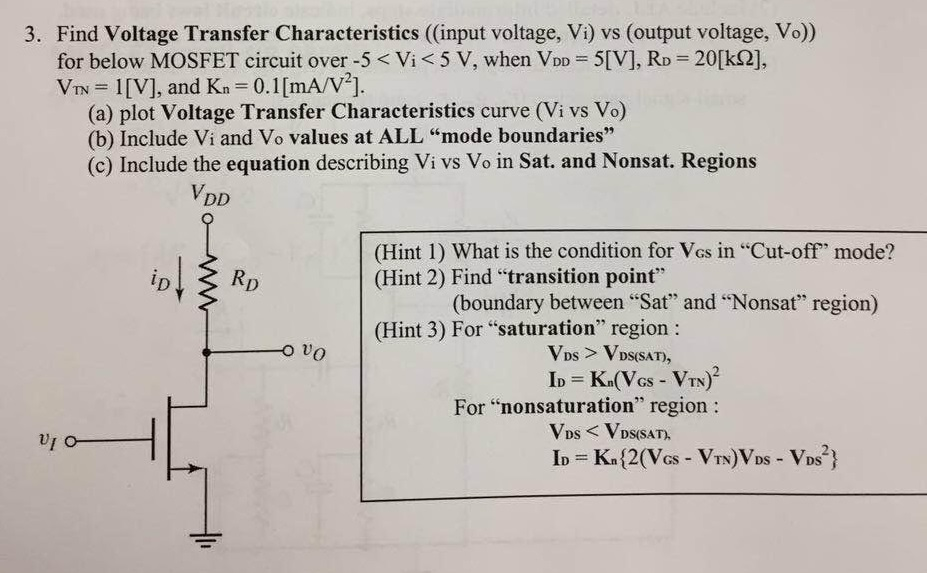Solved 3. Find Voltage Transfer Characteristics (input | Chegg.com