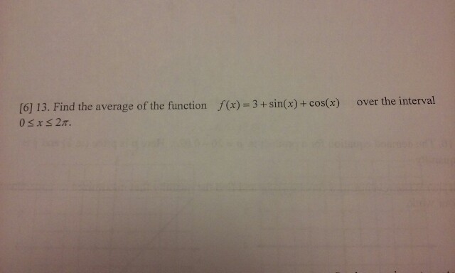 Solved 16] 13. Find the average of the function | Chegg.com