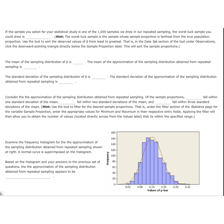 The sampling distribution of the sample proportion | Chegg.com