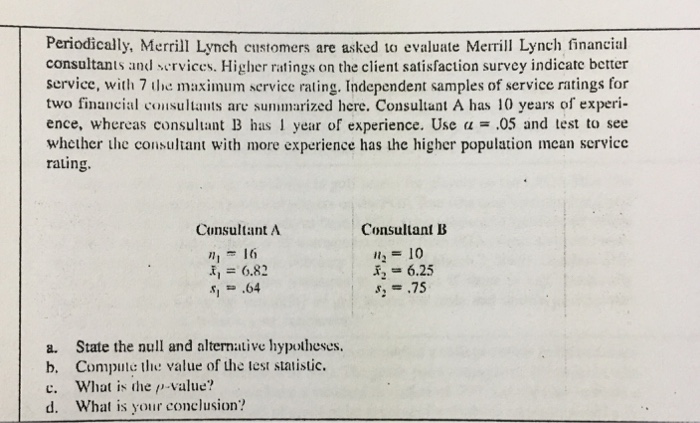 Solved Periodically, Merrill Lynch customers are asked to | Chegg.com
