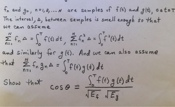 Solved Vector f- = [f1 f2 ...fN] and g- = [g1 g2 ...gN] fn | Chegg.com