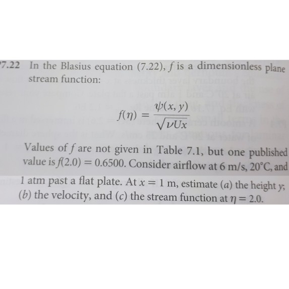 Solved 7.22 In the Blasius equation (7.22), f is a | Chegg.com