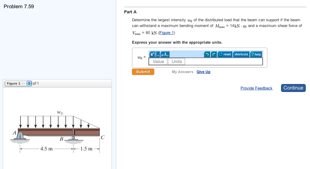 Solved Determine the largest intensity w0 of the distributed | Chegg.com