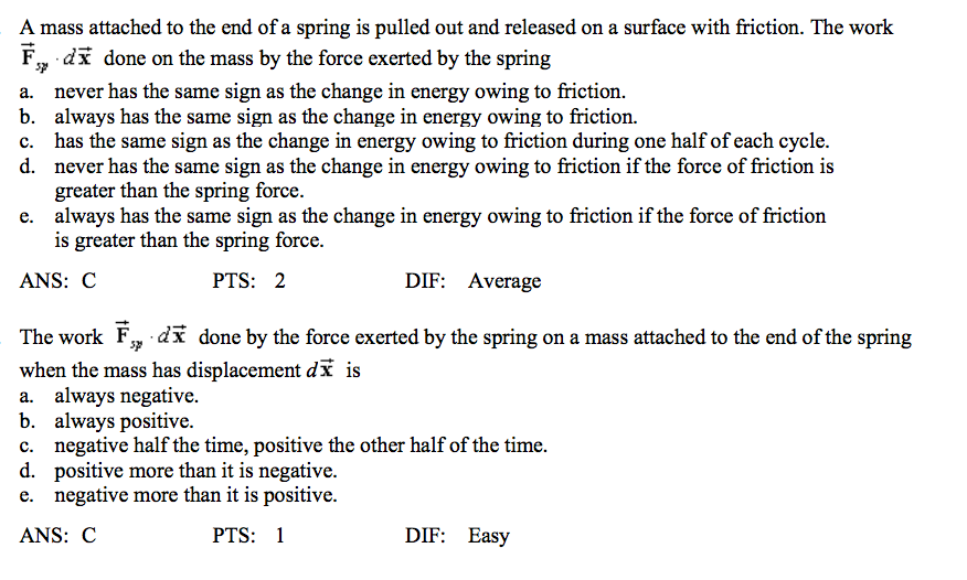 Solved A mass attached to the end of a spring is pulled out | Chegg.com