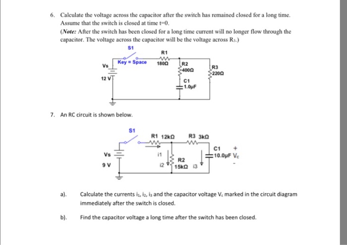 Solved Calculate the voltage across the capacitor after the | Chegg.com