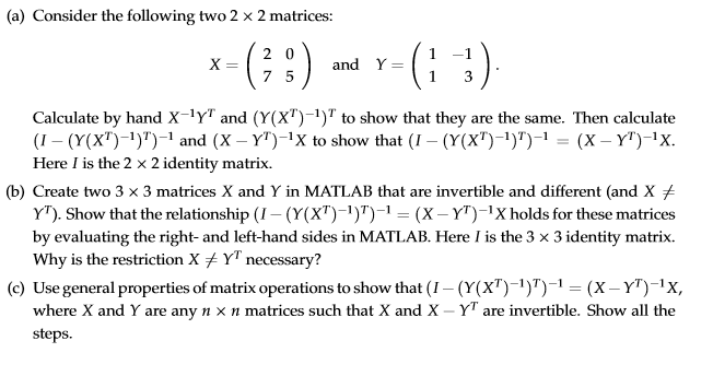 Solved (a) Consider the following two 2 x 2 matrices: 1 -1 | Chegg.com