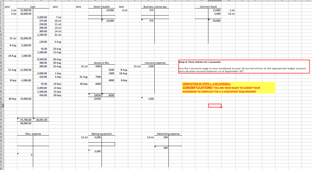 I have completed the first 3 steps in the workbook | Chegg.com