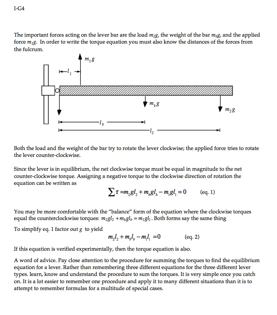 Solved Pre-Lab for LEVERS P201 I-G4 The lab has already | Chegg.com