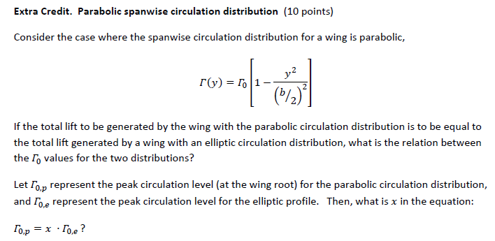 Extra Credit. Parabolic spanwise circulation | Chegg.com