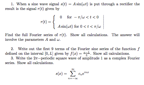 1. When a sine wave signal s(t) = A sin(omegat) is | Chegg.com