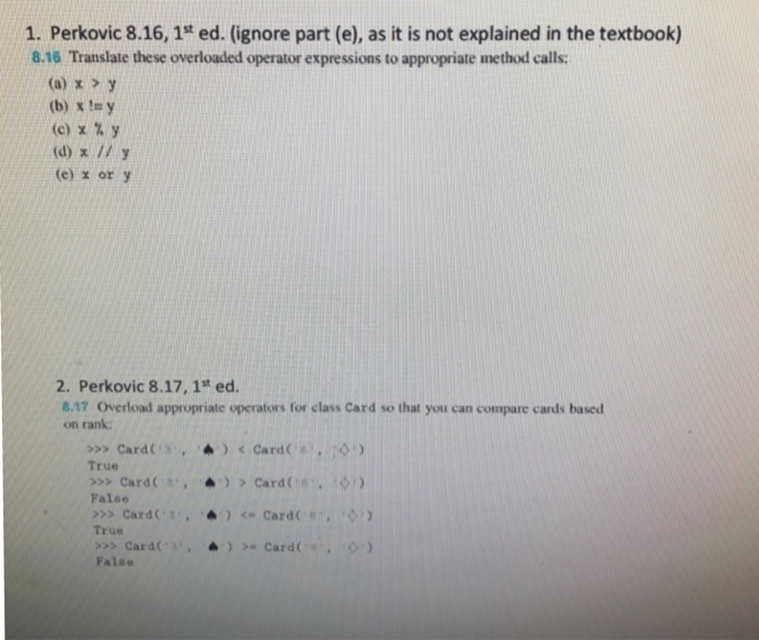 Solved Translate these overloaded operator expressions to | Chegg.com