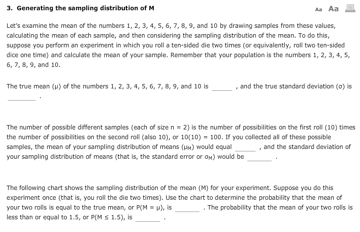 Solved 3. Generating the sampling distribution of M Aa Aa | Chegg.com