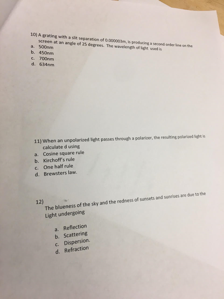 Solved A grating with a slit separation of 0.000003m, is | Chegg.com