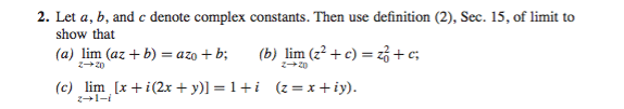 Solved Let a, b, and c denote complex constants. Then use | Chegg.com