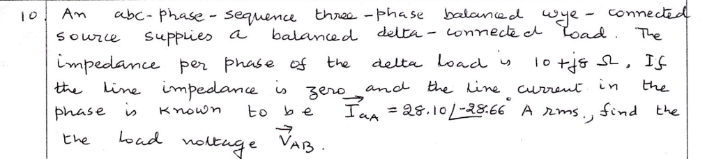 Solved An abc-phase-sequence three-phase balanced | Chegg.com