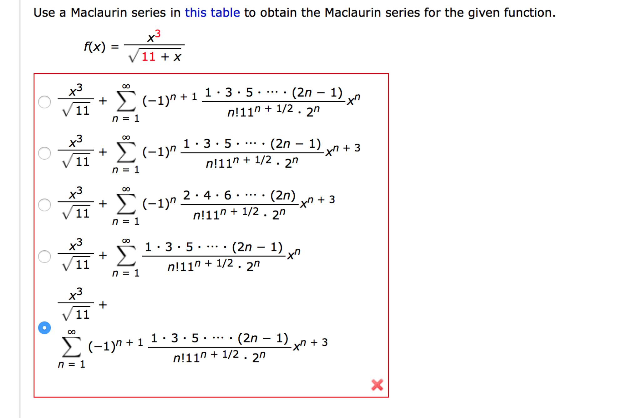 Solved Use a Maclaurin series in this table to obtain the | Chegg.com