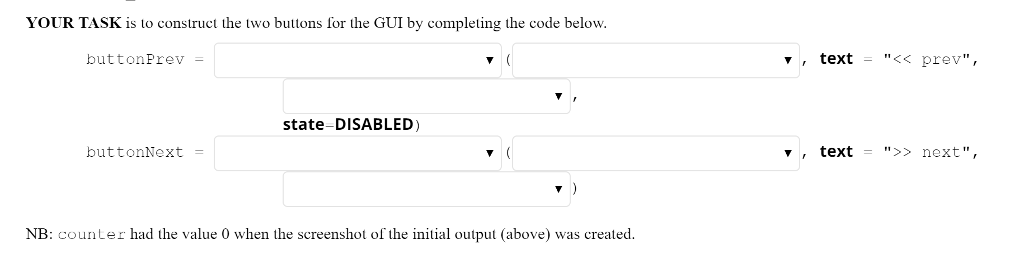 Solved Python Gap Filling Consider a Python GUI program | Chegg.com