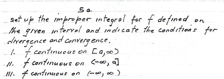 Solved Set up the improper integral for f defined on the | Chegg.com