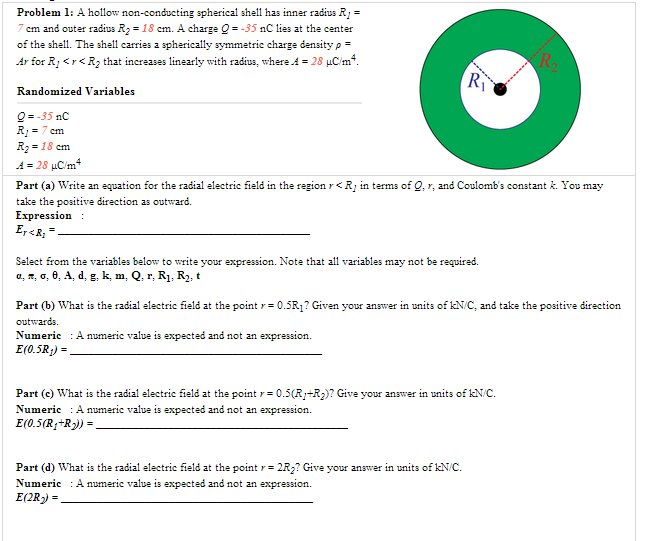 Solved Problem l: A hollow non-conducting spherical shell | Chegg.com