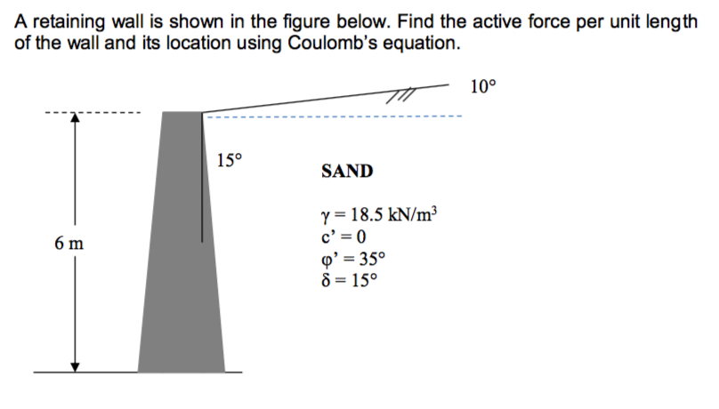 Solved A retaining wall is shown in the figure below. Find | Chegg.com