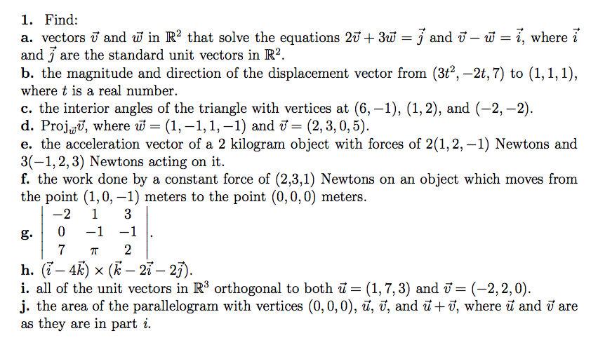 Solved 1. Find: a. vectors and u, in R2 that solve the | Chegg.com