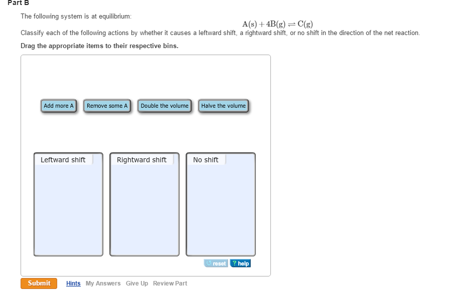 Solved Part A Consider the following system at equilibrium: | Chegg.com