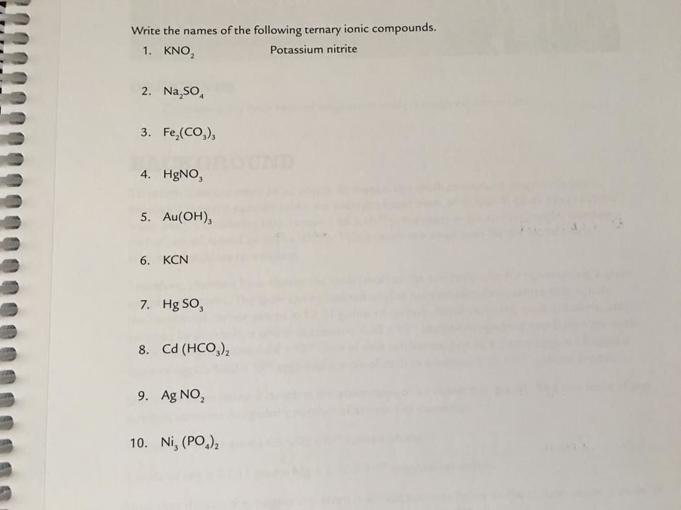 Solved Write the names of the following ternary ionic | Chegg.com