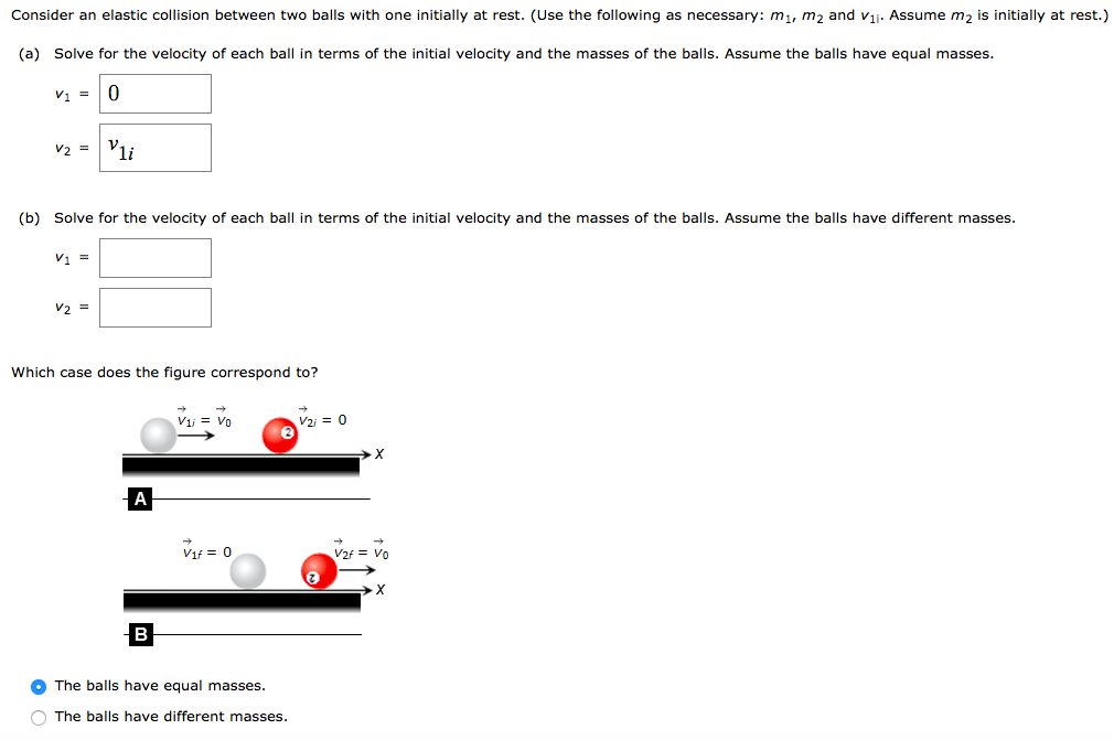 Solved Consider an elastic collision between two balls with | Chegg.com