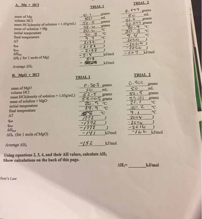 Using equations 2, 3, 4, and their delta H values, | Chegg.com