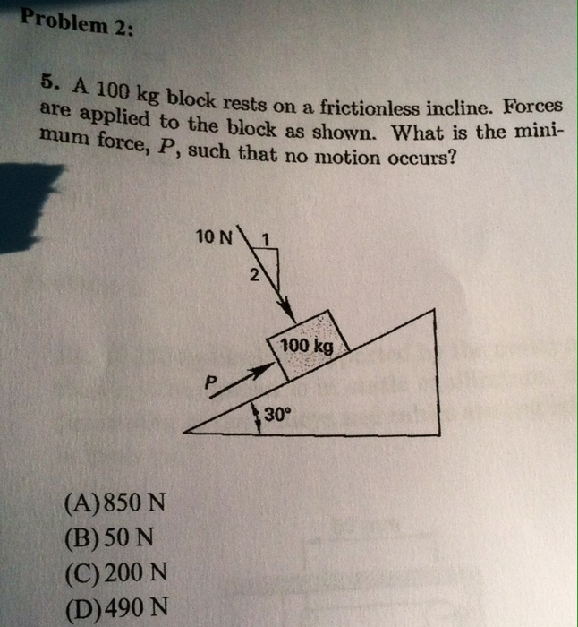 Solved Problem 2: A 100 kg block rests on a frictionless | Chegg.com