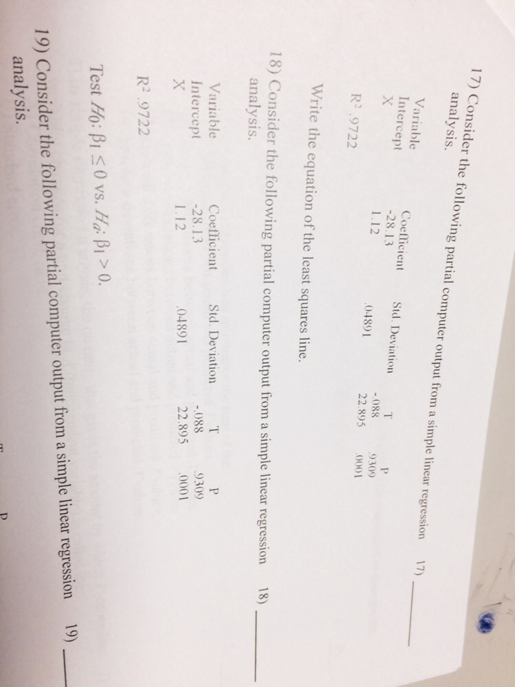 Consider the following partial computer output from a | Chegg.com