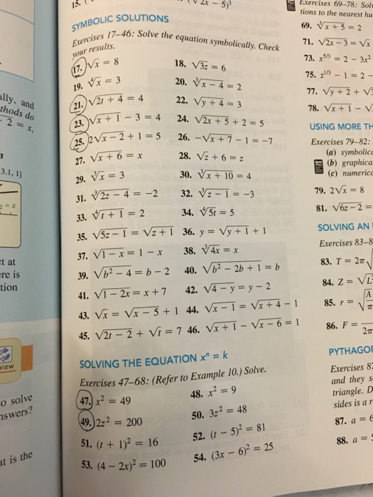 Solved Solve the equation symbolically. Check your results. | Chegg.com
