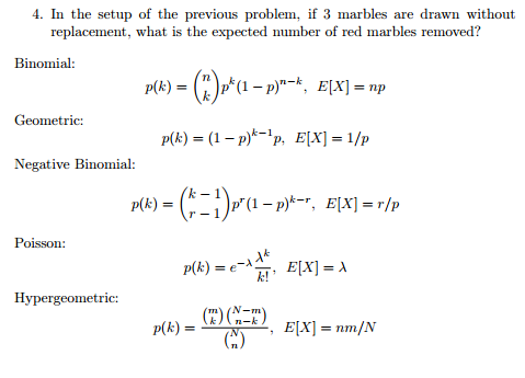 Solved In the setup of the previous problem, if 3 marbles | Chegg.com